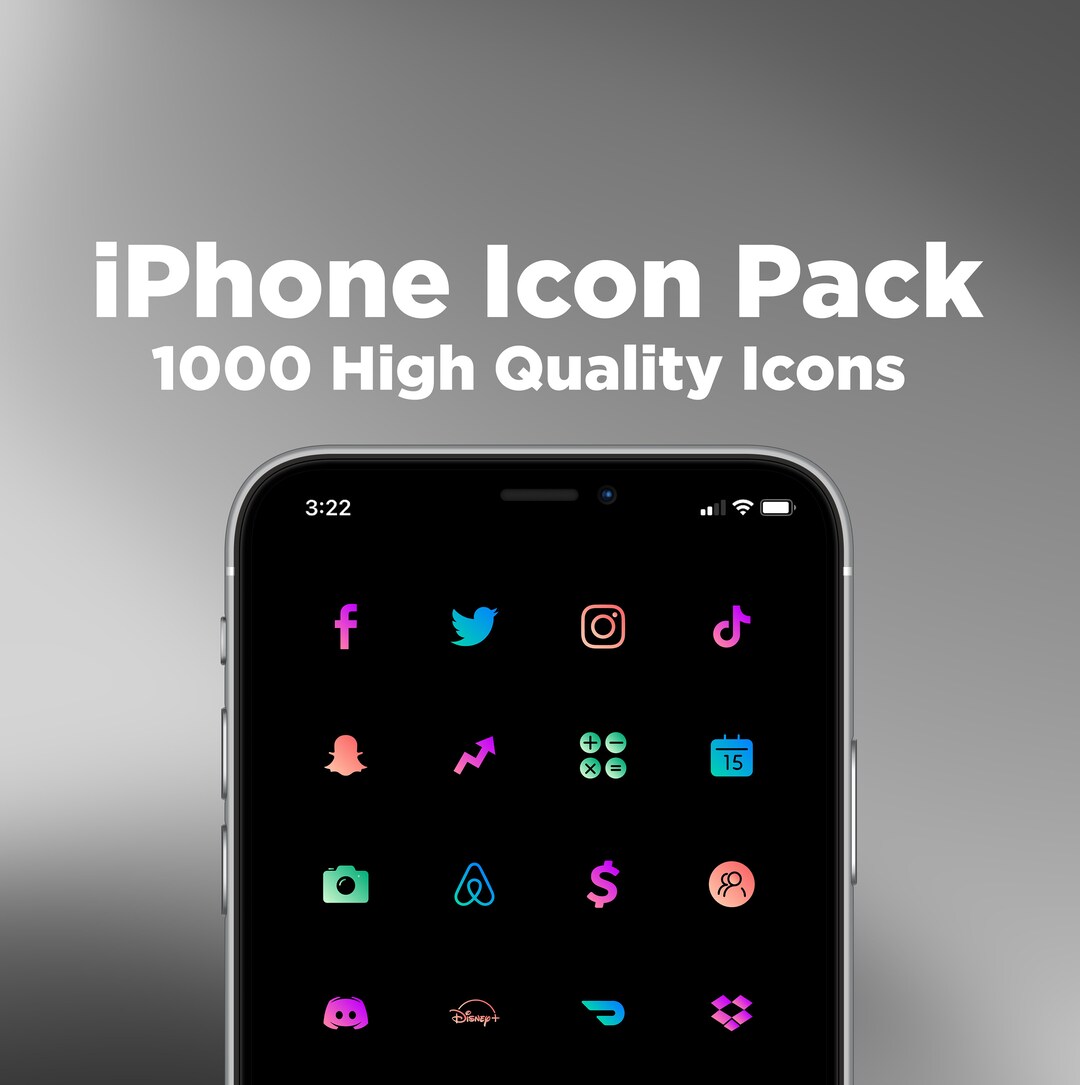 Ios Icon Pack for iPhone - Over 1000 Icons! Neon Gradient Icons ...