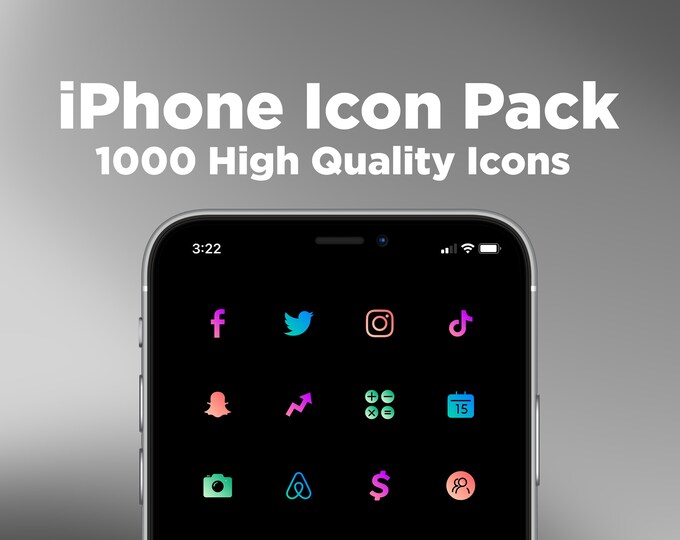 Ios Icon Pack for iPhone - Over 1000 Icons! Neon Gradient Icons ...