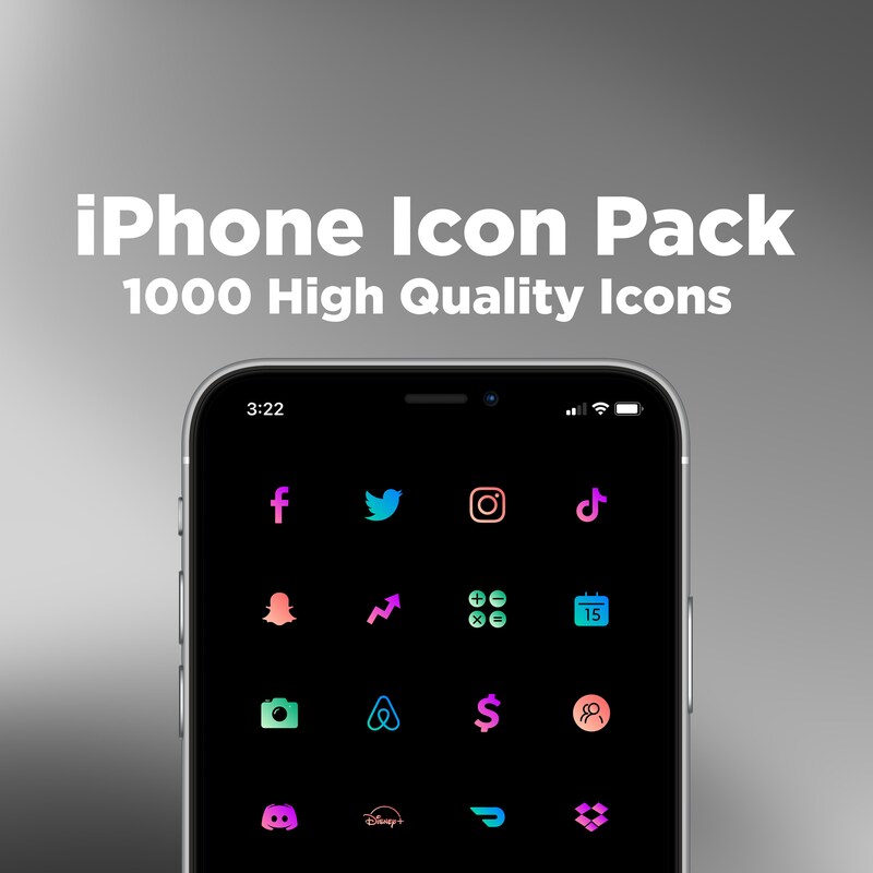 Neon Blue App Icons - Etsy