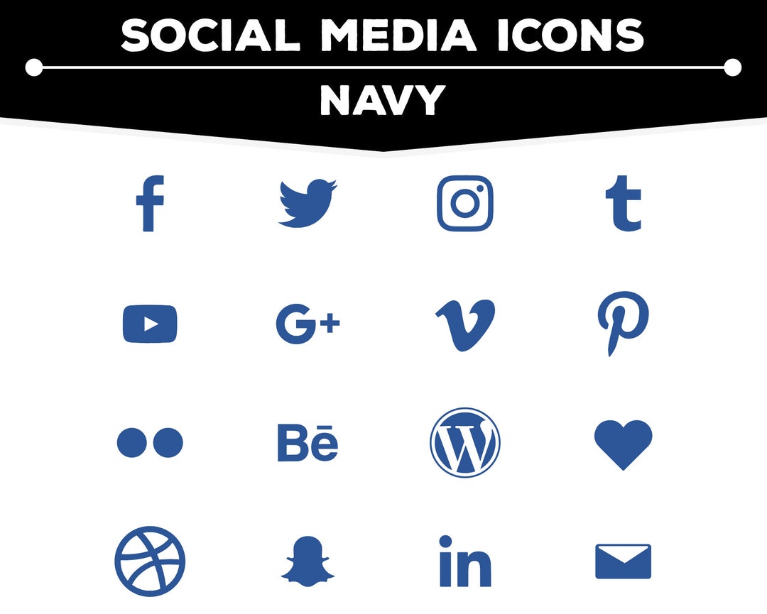 Social Media Icons - Navy Blue Icon Pack PNG Files for Web, Blog, and ...