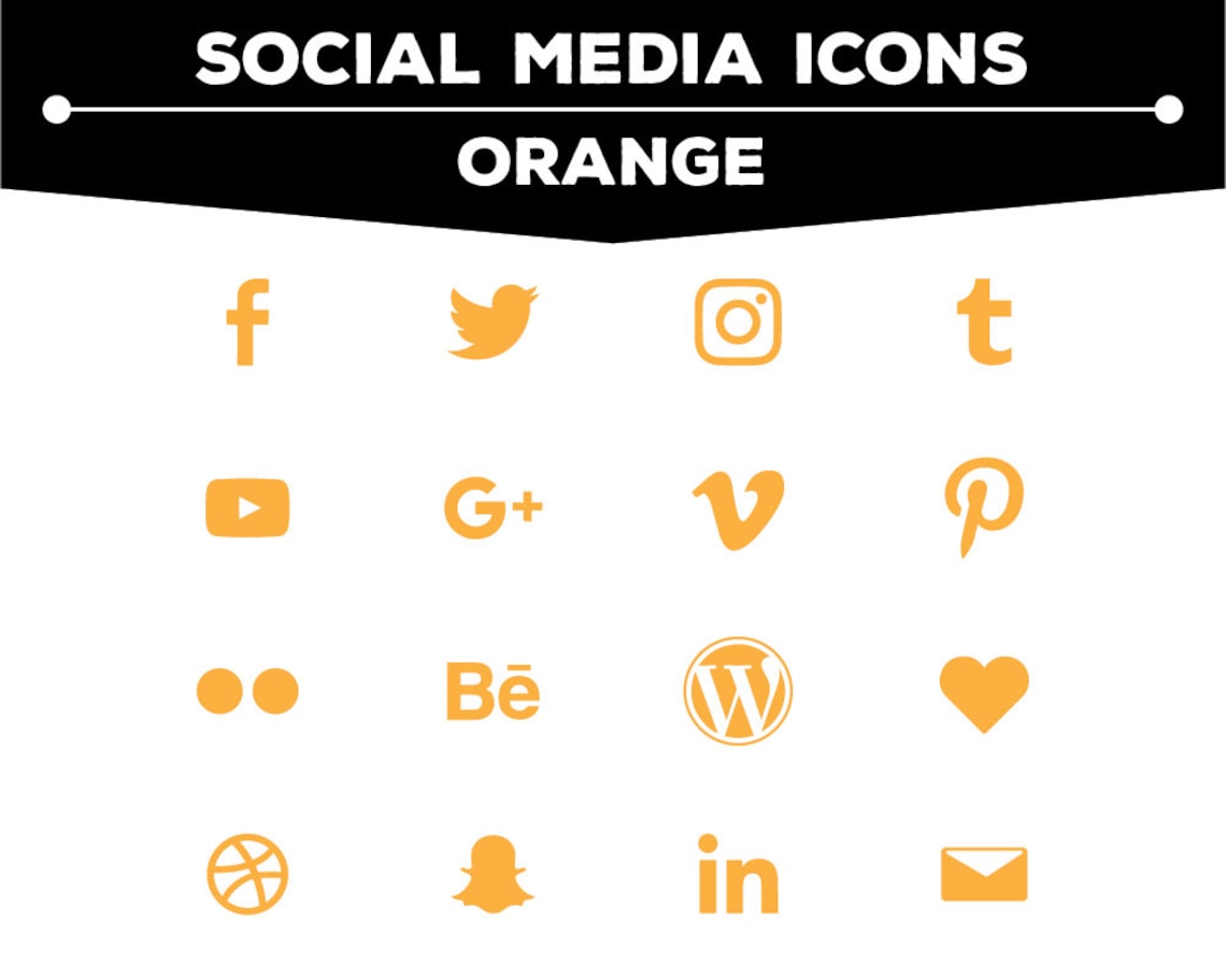 Social Media Icons - Orange Icon Pack PNG Files for Web, Blog, and ...