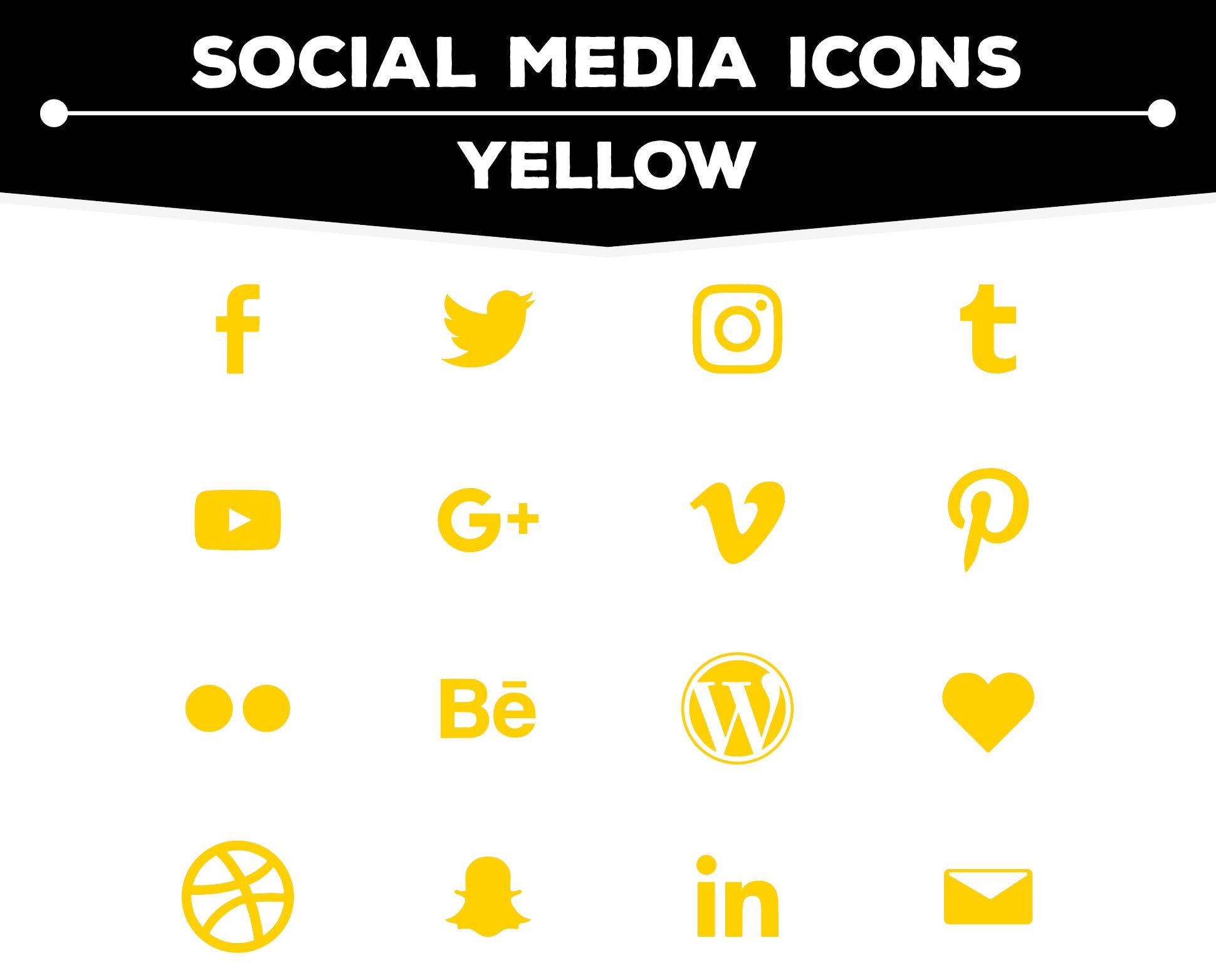 Social Media Icons Yellow Icon Pack PNG Files for Web Blog - Etsy