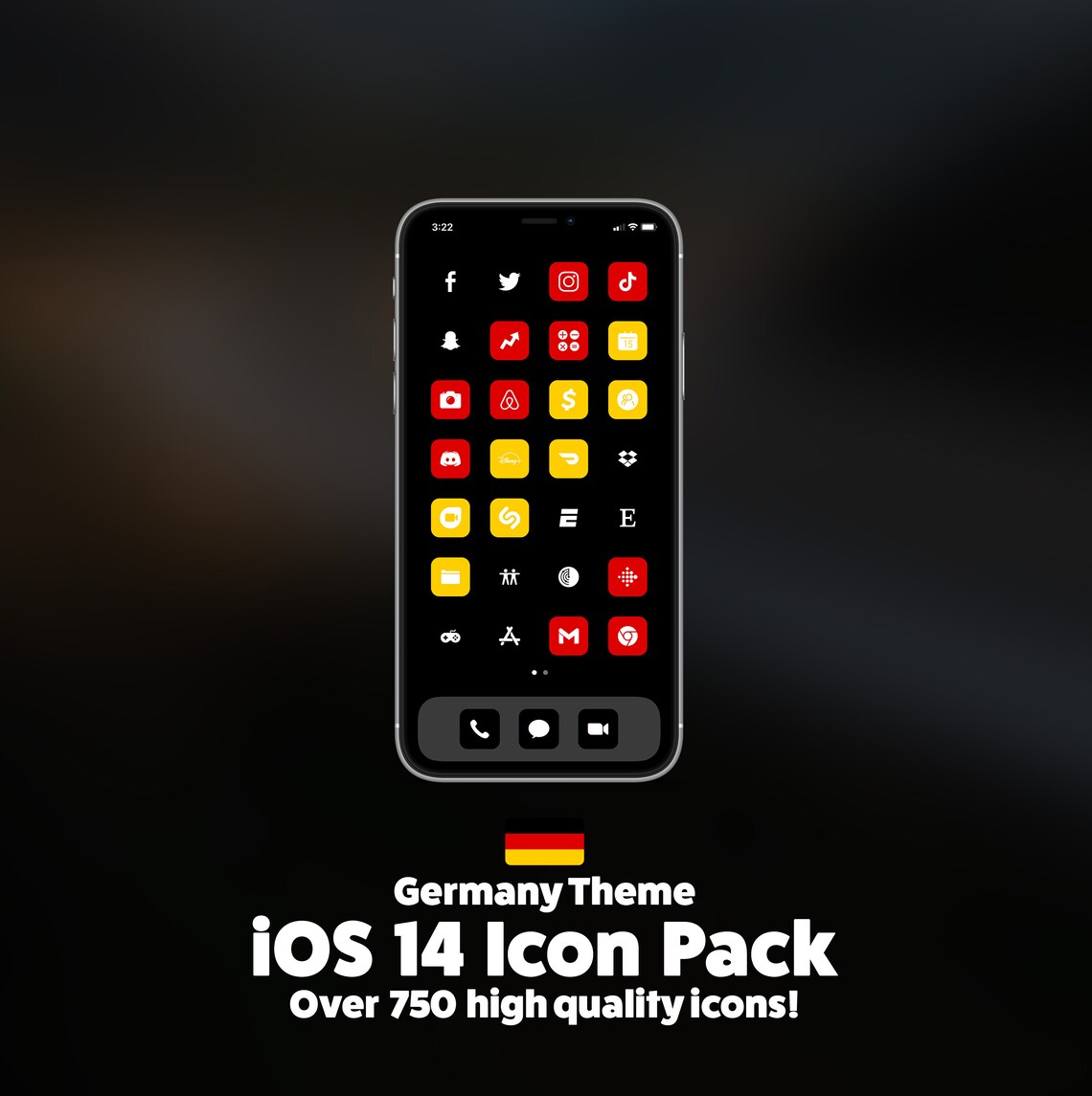 IOS 14 Icon Pack for iPhone 750 Icons Germany Theme iOS | Etsy