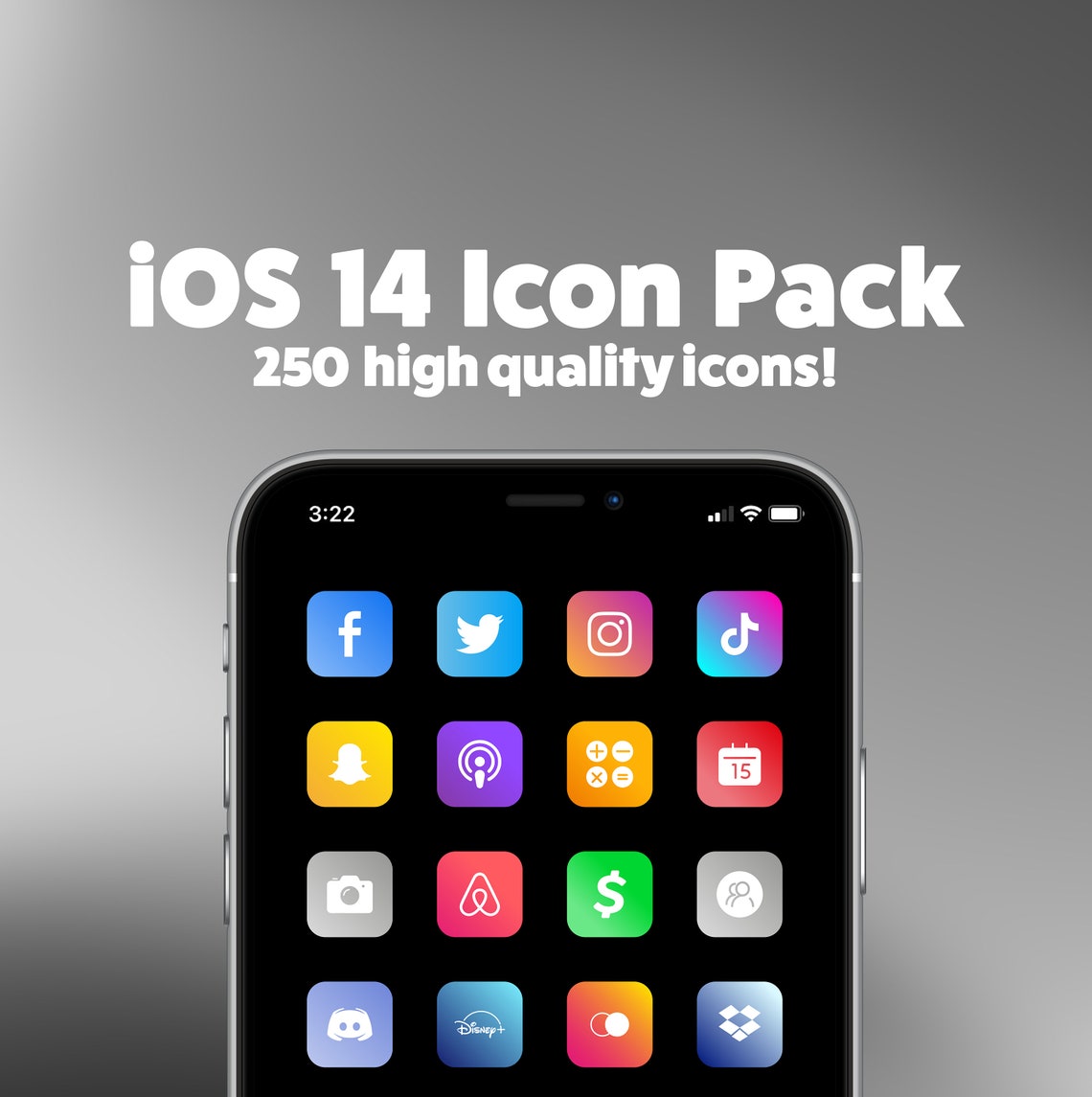 Ios 15 Icon Pack for Iphone 250 Icons Solid Gradient Icons | Etsy