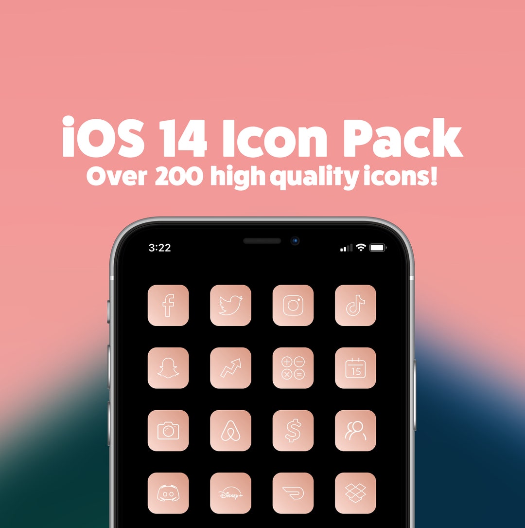 Ios 14 iPhone Icon Pack - Over 200 Icons! Minimal Rose Gold Pink Icons ...