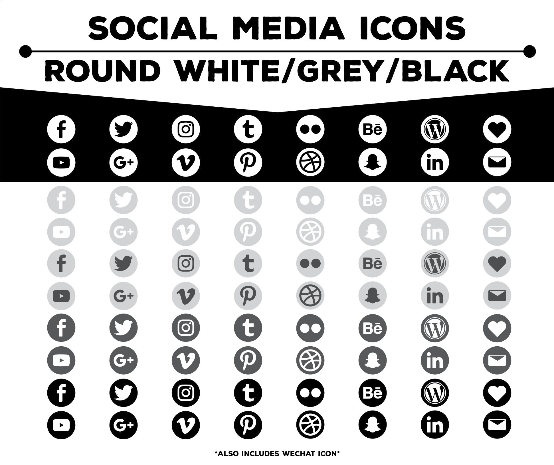Round White Social Media Icons