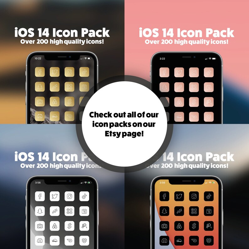 Ios 14 iPhone Icon Pack - Over 200 Icons! Minimal White With Black ...