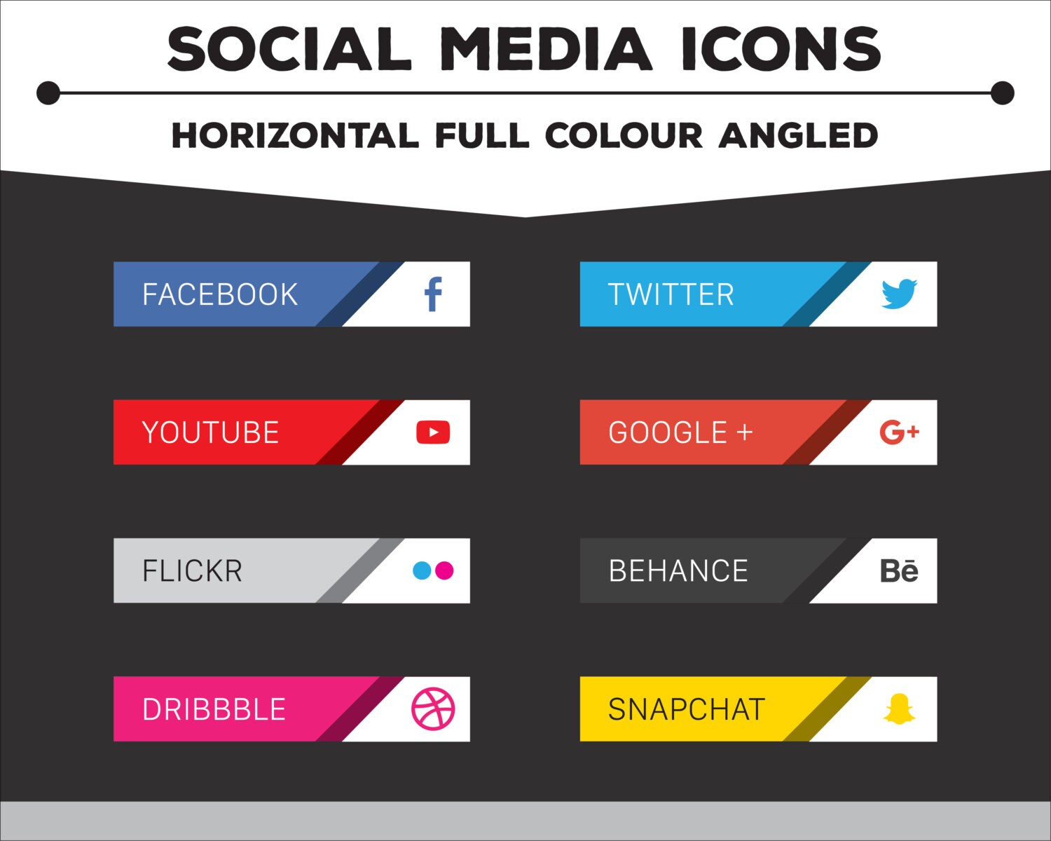 Social Media Icons Horizontal With Angle Full Colour PNG - Etsy
