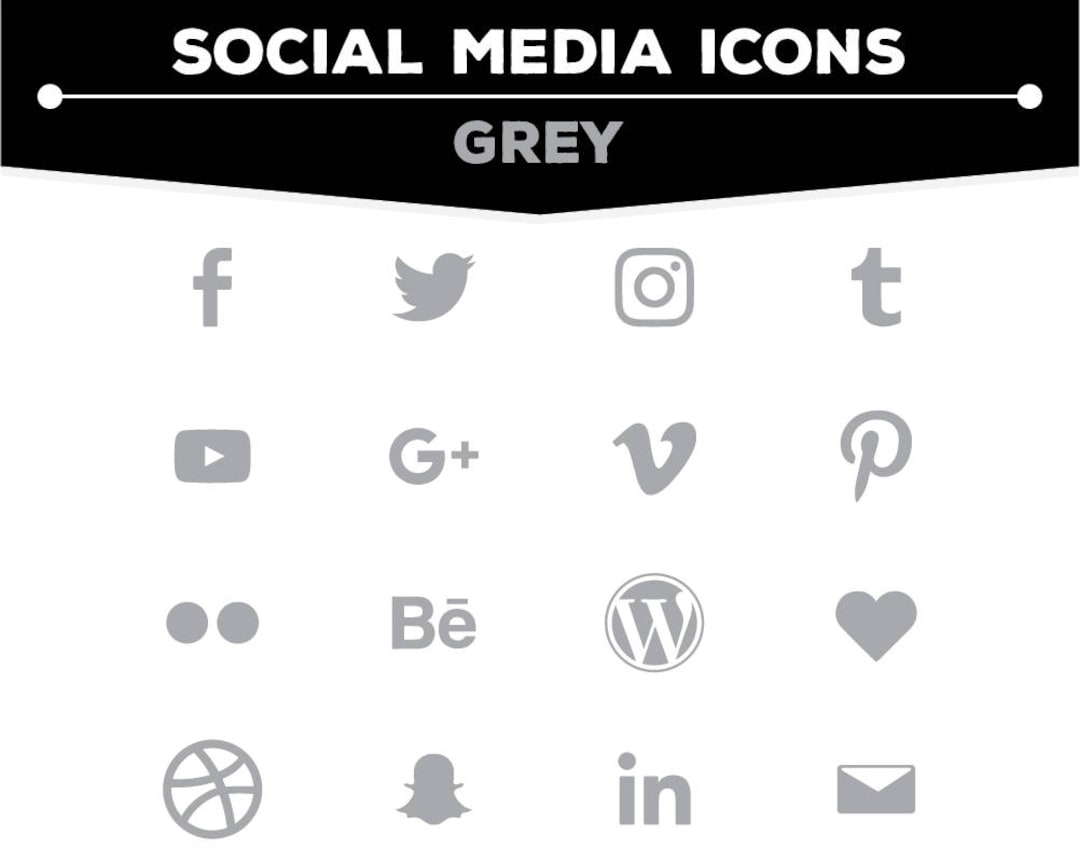 Social Media Icons Grey Icon Pack PNG Files for Web, Blog, and Print - Etsy