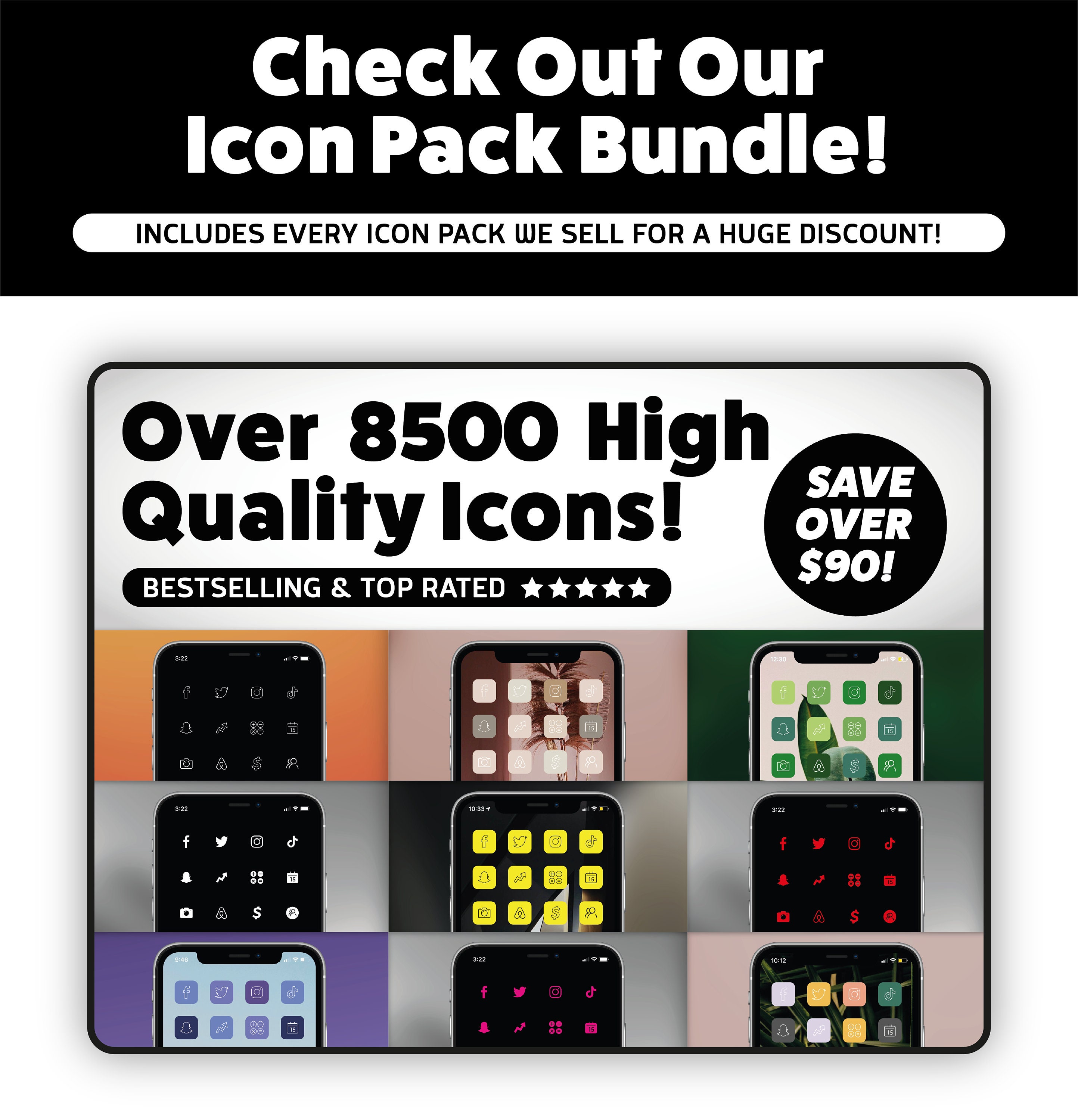 Ios 15 Icon Pack for Iphone 250 Icons Solid Gradient Icons | Etsy