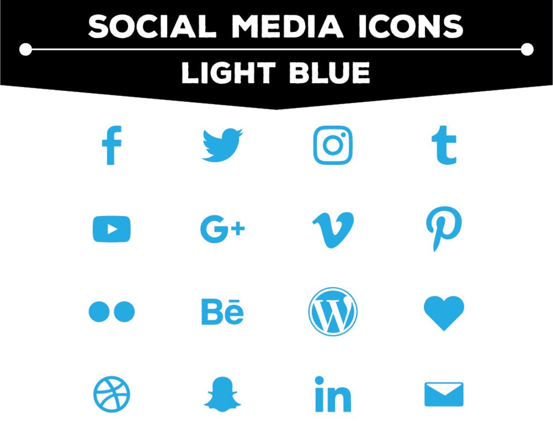 Social Media Icons Light Blue Icon Pack PNG Files for Web - Etsy UK