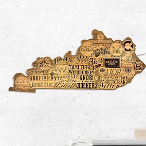 KY Bourbon Distillery Wall Art - Engraved Oak Kentucky Wooden Sign W ...