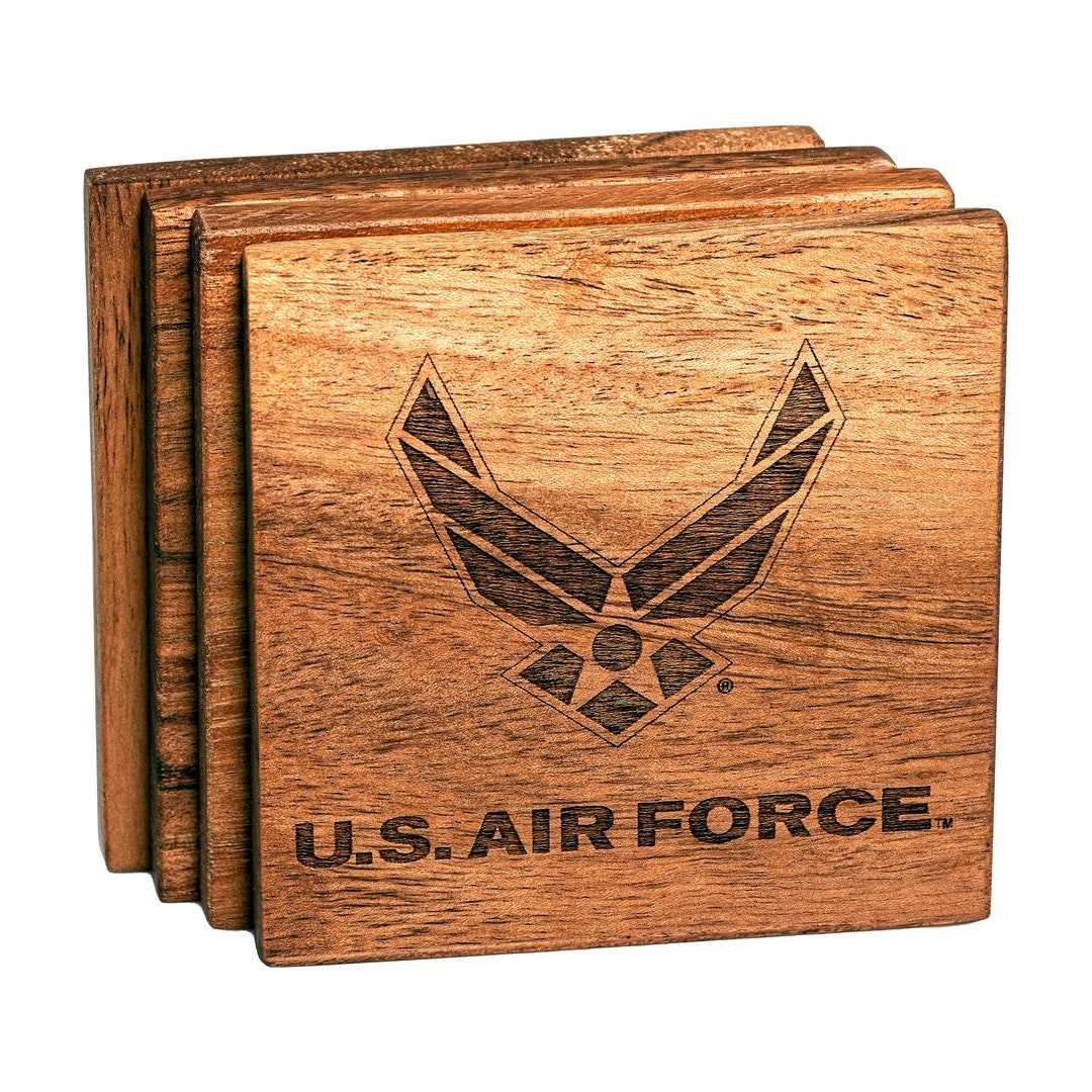 U.S. Air Force Wood Coaster Set - USAF Emblem Wooden Coasters ...