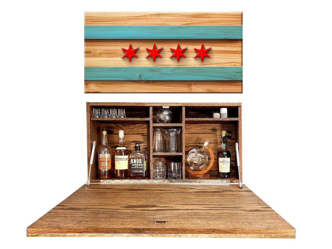 Chicago Flag Murphy Bar - Space Saving Wall Hanging Bar Cabinet on Wall ...