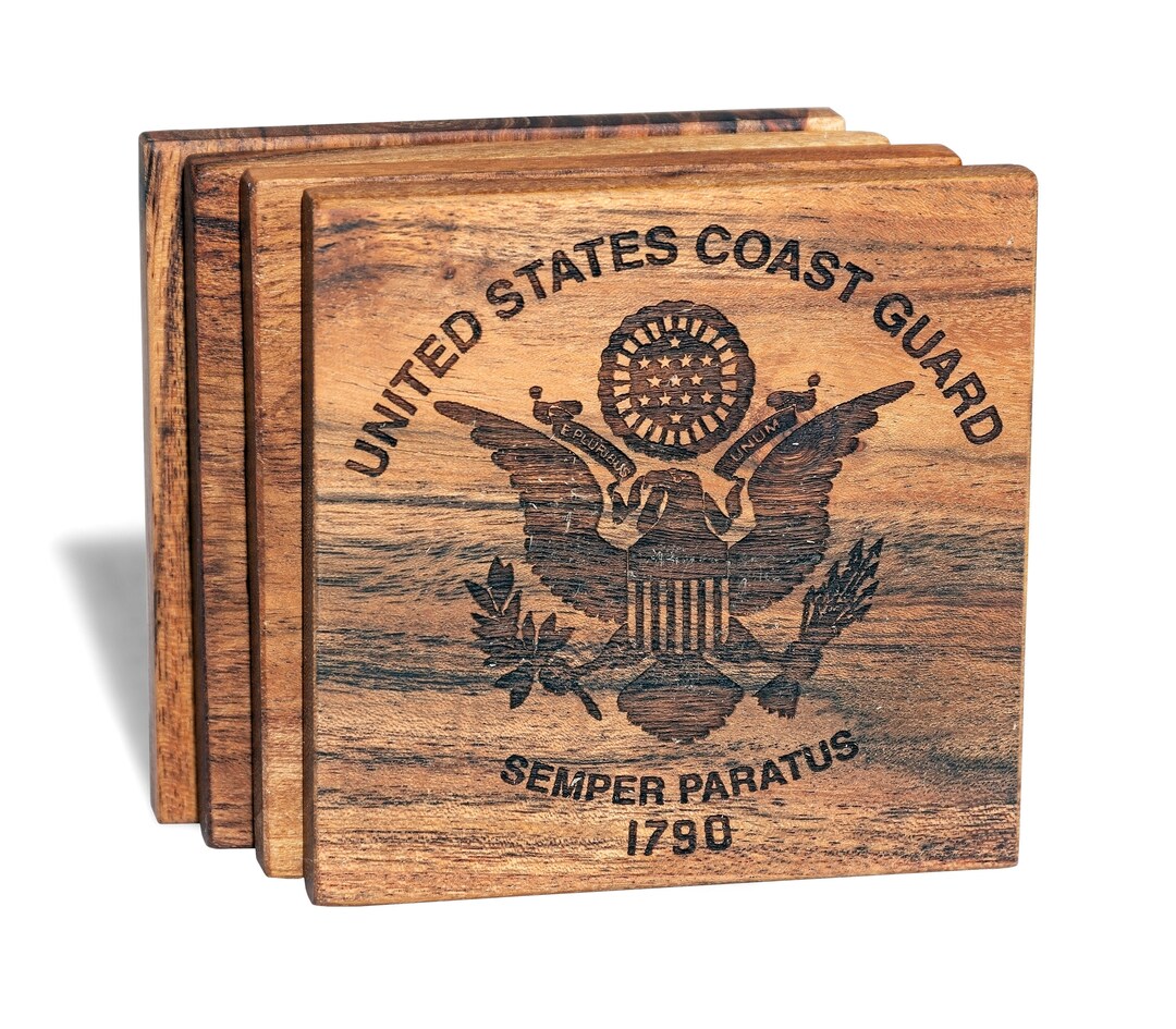 United States Coast Guard Flag Coaster Set - Gift for Retirement ...