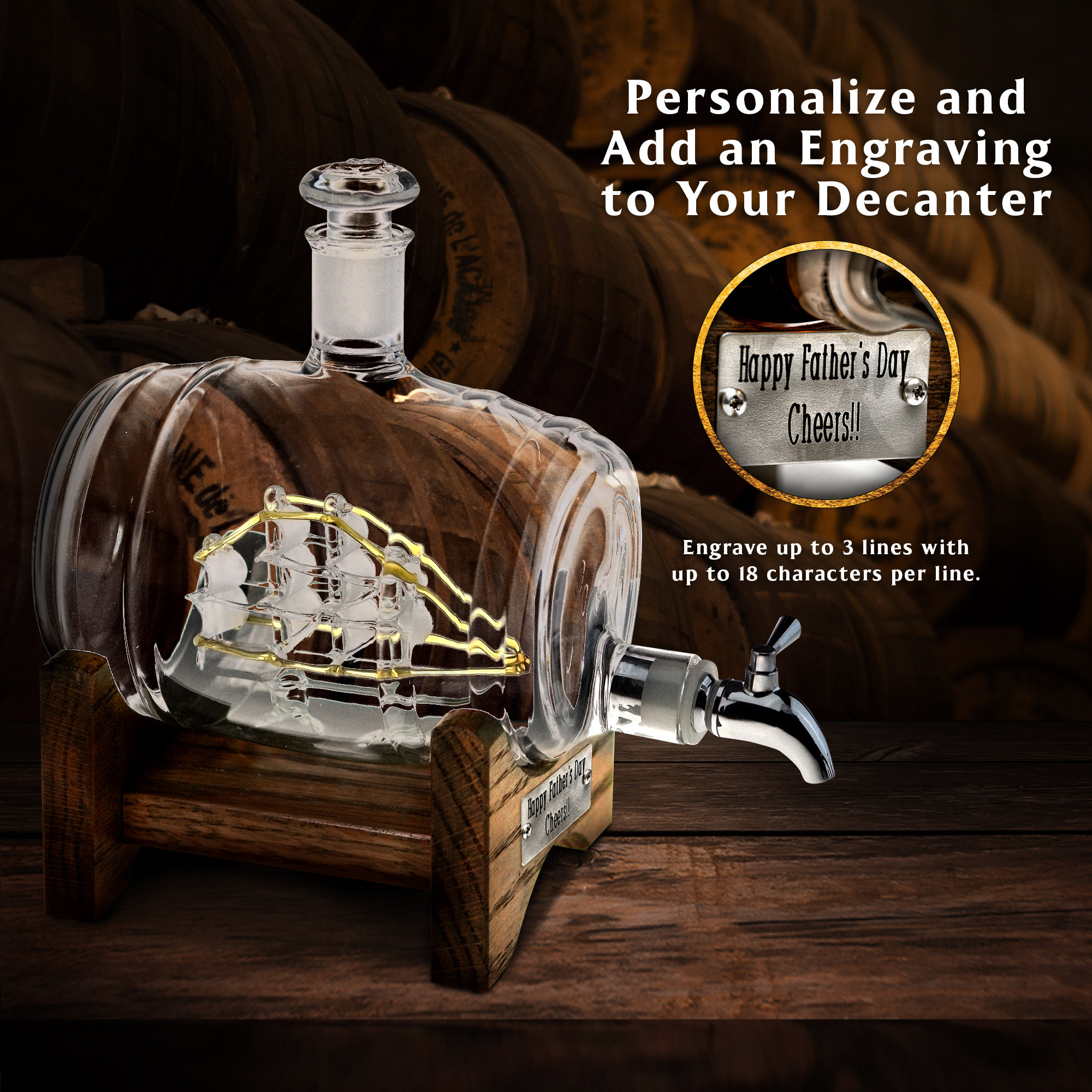 Personalized Whiskey / Bourbon Ship Decanter Sailboat Ship - Etsy
