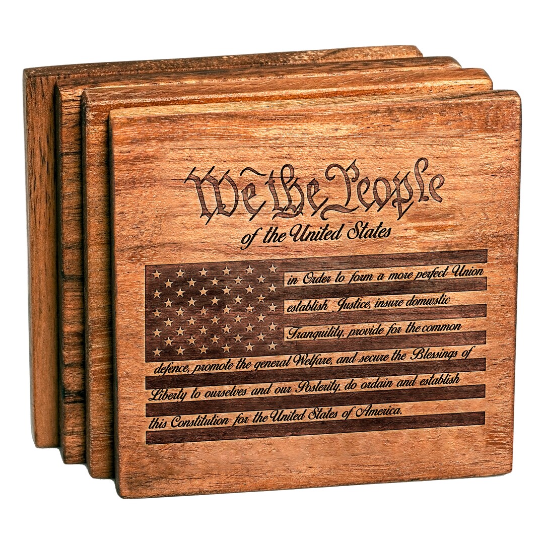Preamble American Flag Coaster Set - Constitution Preamble Gift - We ...