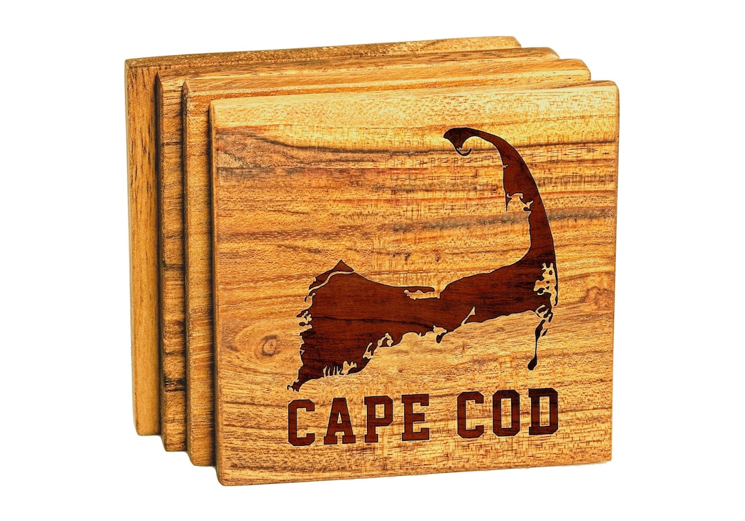 Cape Cod Wood Coaster Set - Boston Massachusetts Wooden Coasters ...