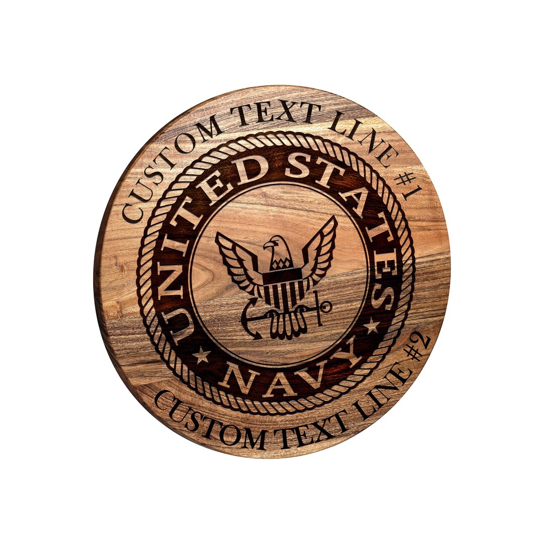 Personalized Navy Emblem Bar Sign - Wooden Mancave Sign - Hanging Wall ...