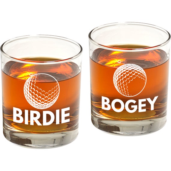 Golf Whiskey Glasses Birdie and Bogey Golf Rocks Glass Set - Etsy