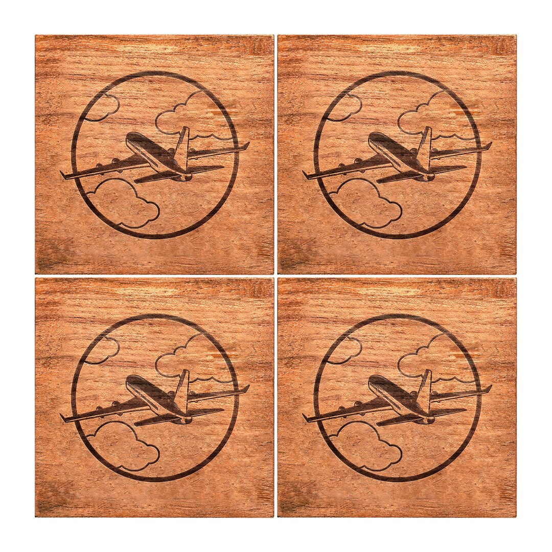 Airplane Pilot Wooden Coasters - Wood Coaster Set- Pilot Aviation ...