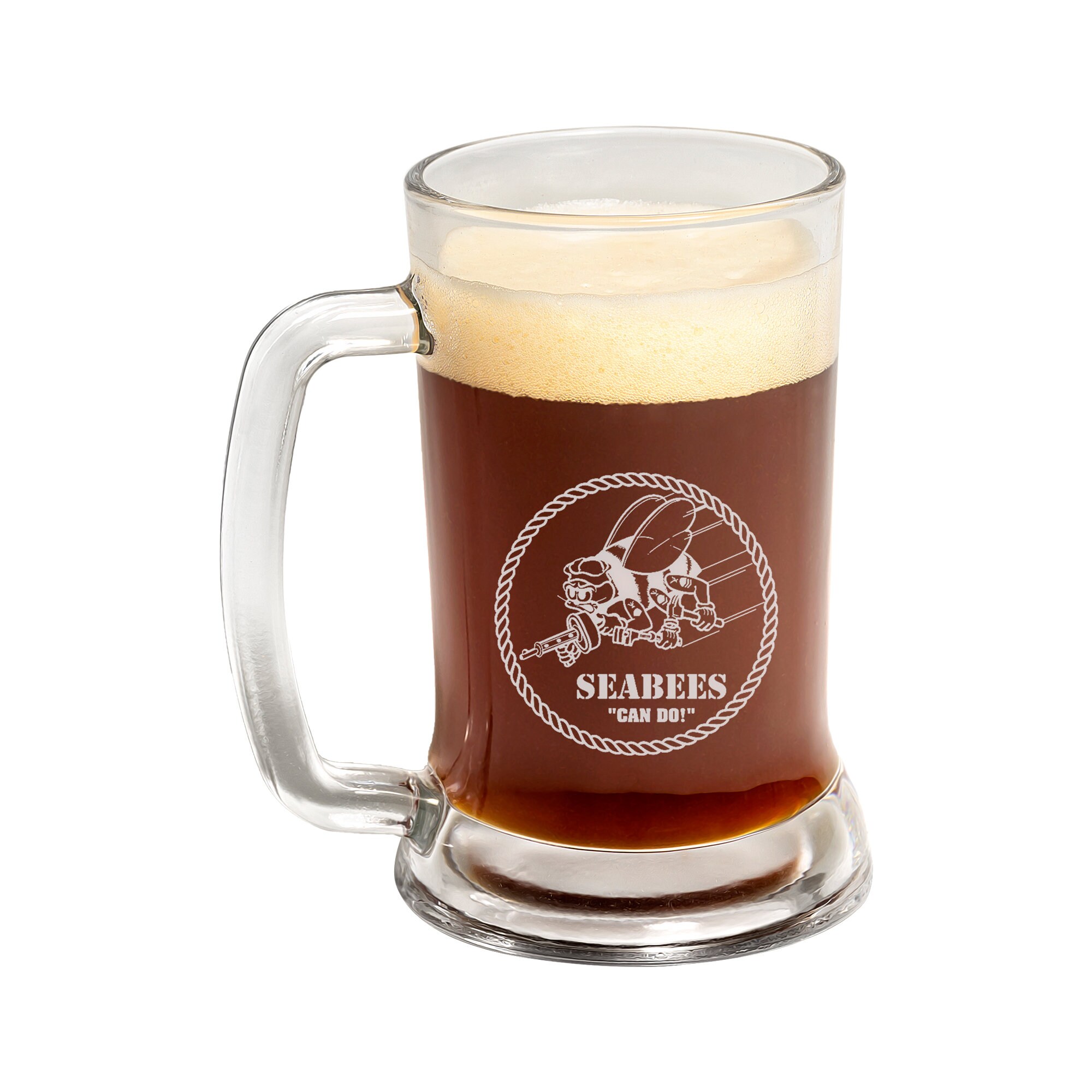 Personalized Seabees Beer Mug - Navy Construction Battalion Glass Mug ...