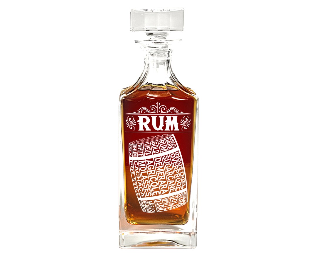 Rum Decanter - Engraved Decanter W/ Rum Theme Design - Unique Decanter ...