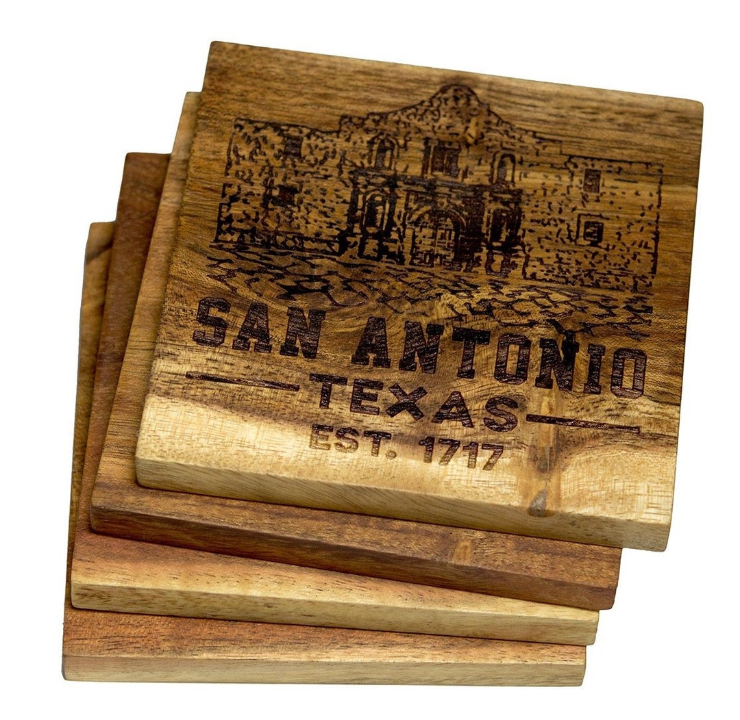 San Antonio Texas Coaster Set the Alamo Wooden Coasters - Etsy