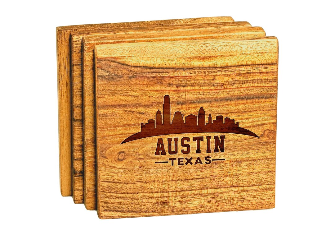 Austin Skyline Coaster Set - Austin Texas Wooden Coasters ...