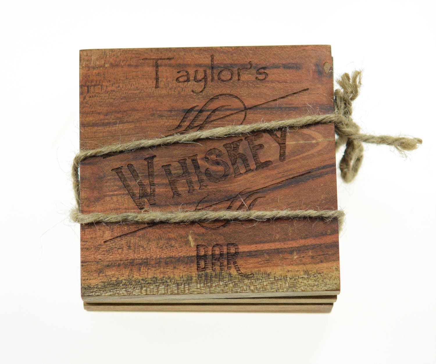 Personalized Wood Coaster Set- Custom Whiskey Bar Drink Coasters ...