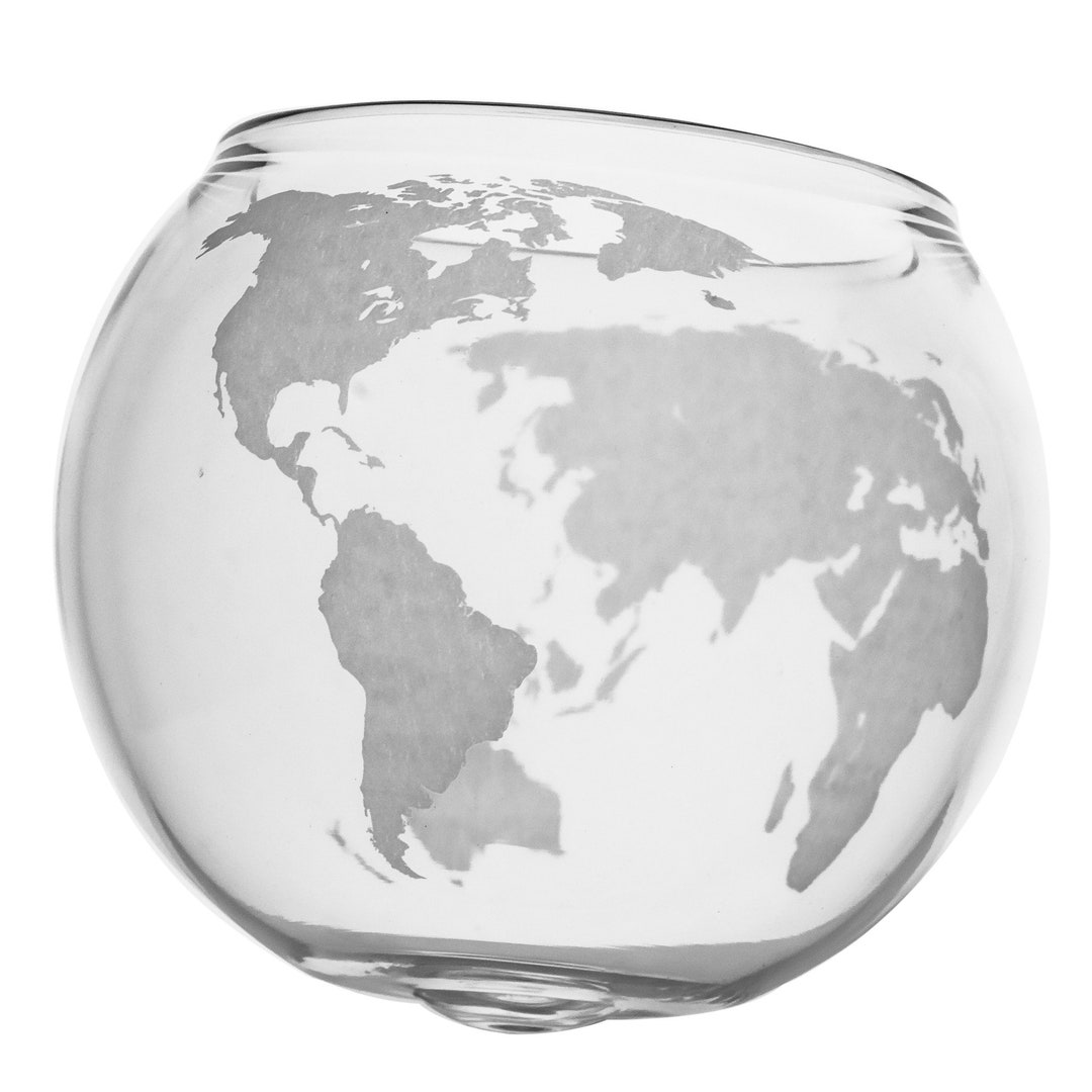 Set of Four Globe Bourbon Glasses, Etched Globe Rocking Design Rocks ...