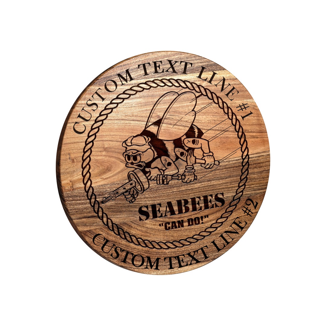 Seabees Bar Sign - Custom Engraved Wooden Mancave Sign for Retired ...