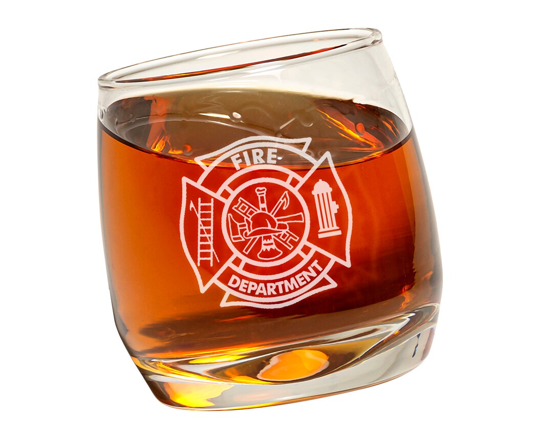 Firefighter Rocking / Spinning Whiskey Glass - Custom Engraved Maltese ...