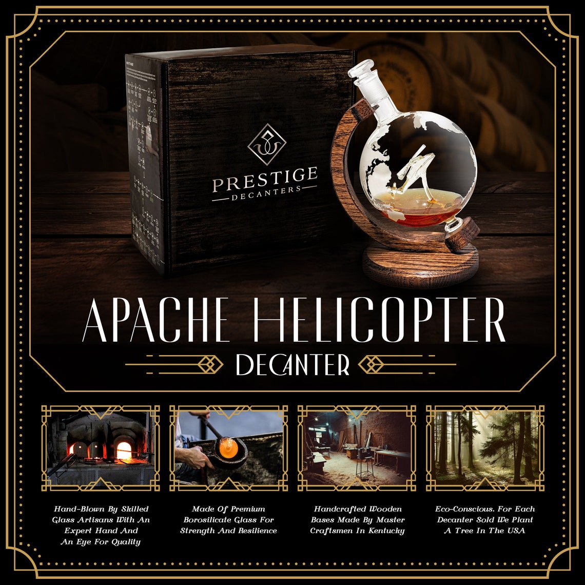 Personalized Helicopter Gift - Etched Globe Decanter W/ Helicopter ...