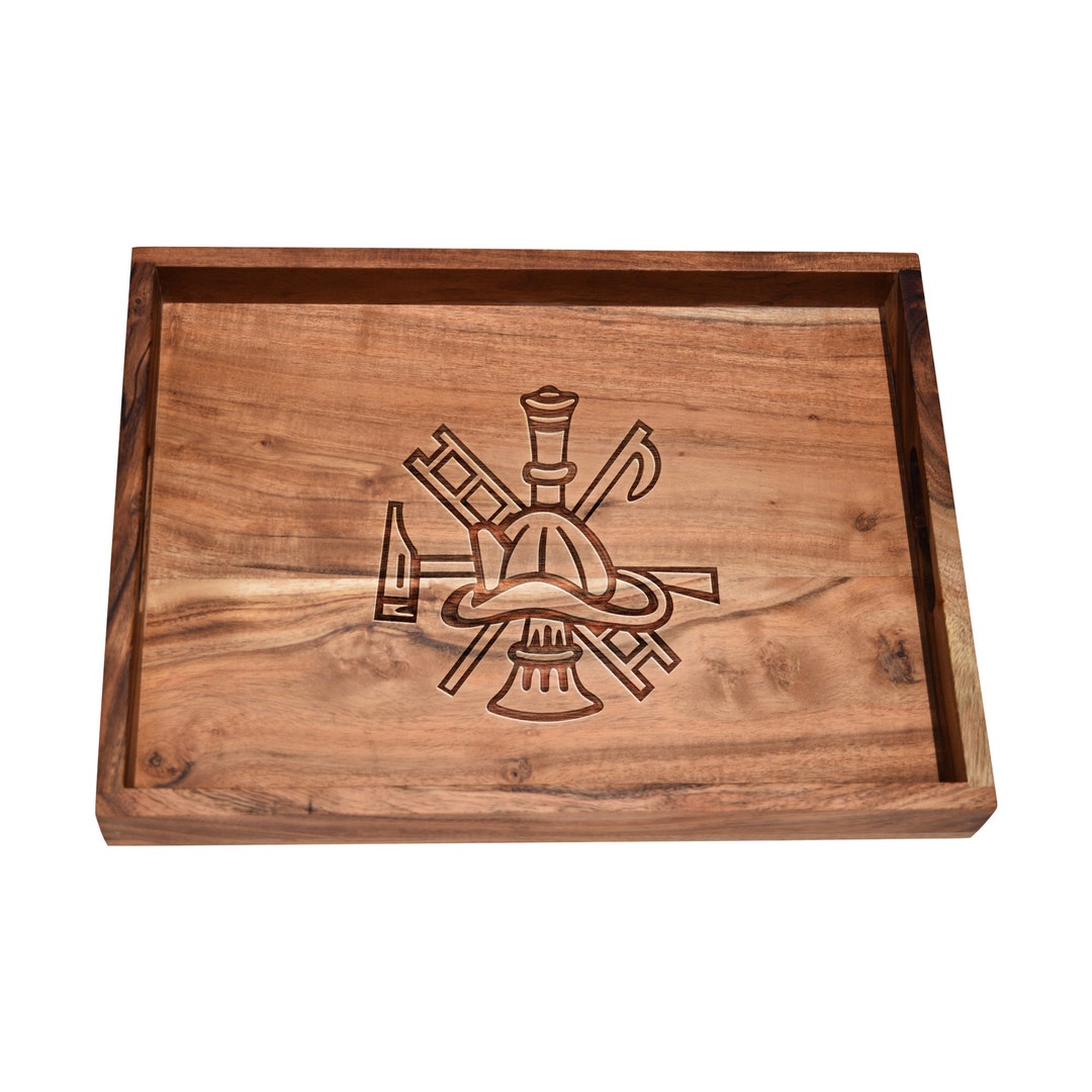 Firefighter Scramble Wooden Bar Tray Fire Fighter Gift Serving Tray ...