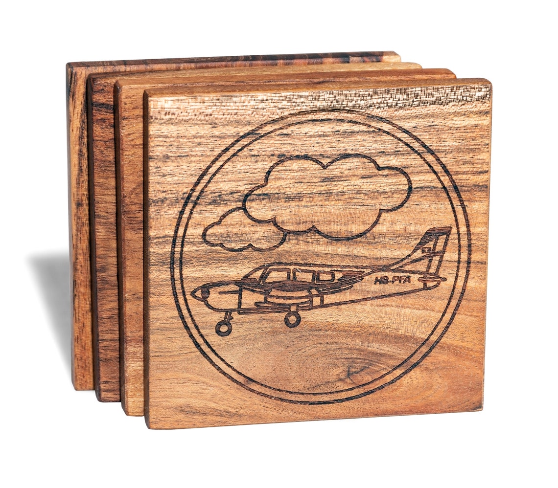 PA-28 Cherokee Aircraft Coaster Set - PA28 Recreational Pilot Gift ...