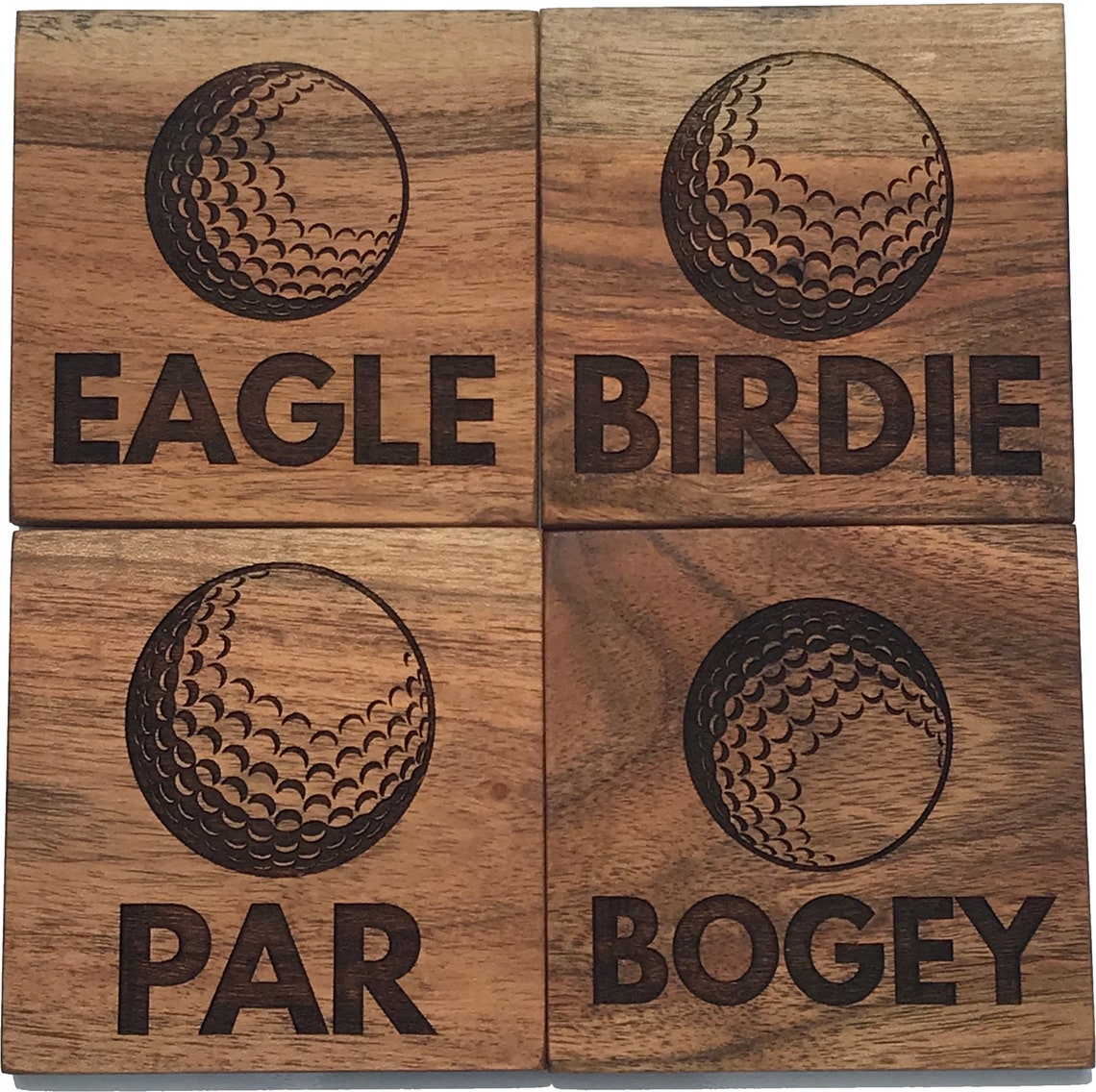 Golf Coasters Unique Coaster Set With Eagle Birdie Bogey Par - Etsy