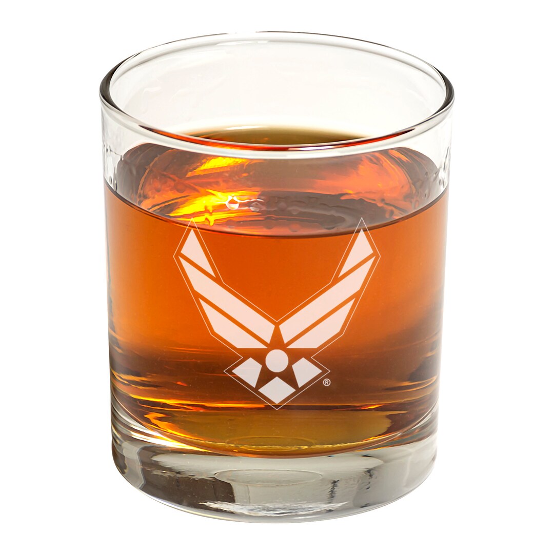 Set of 4 Air Force Whiskey Glasses - USAF Gifts - Barware for Air Force ...