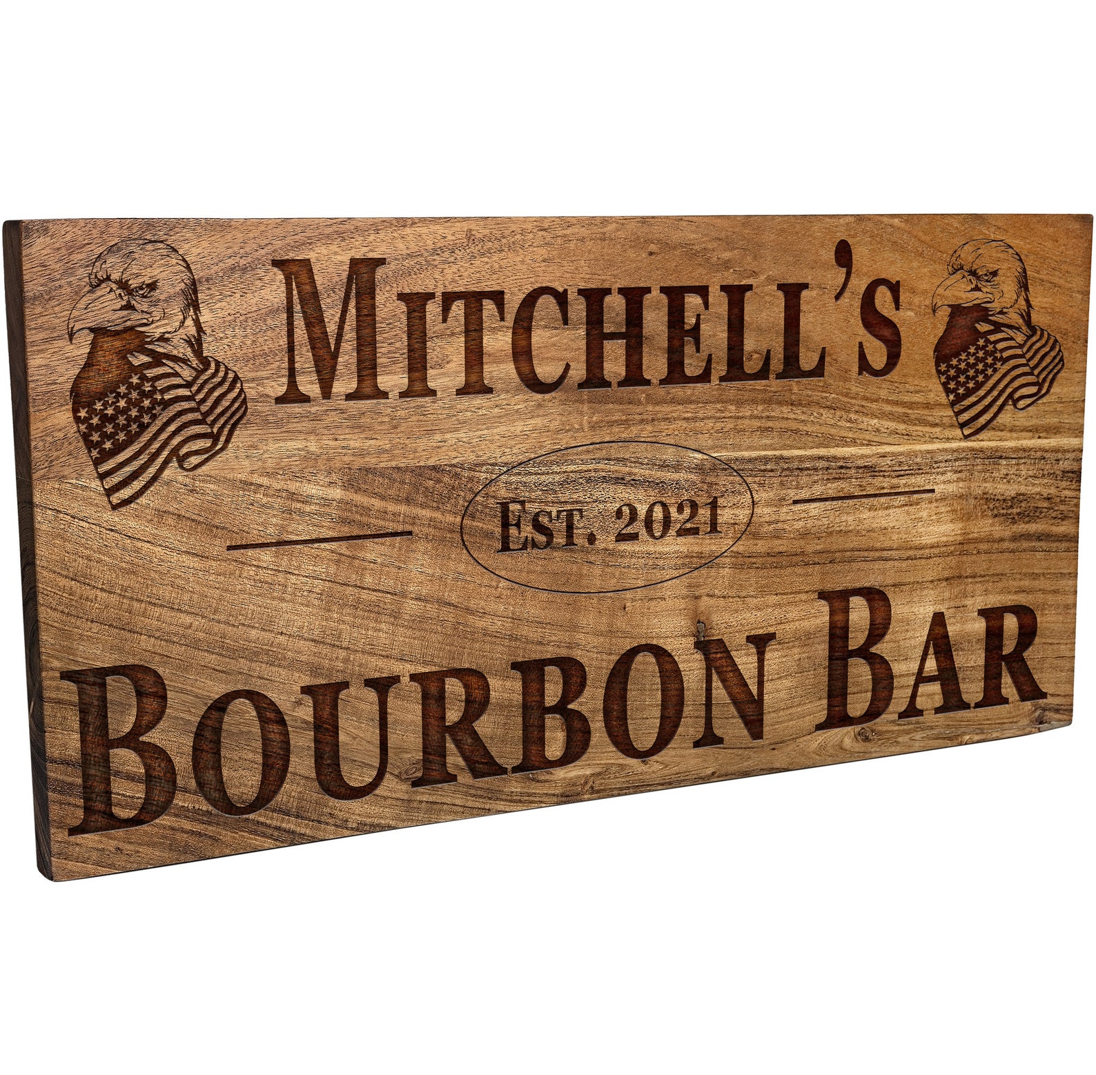 American Flag Bar Sign Wooden Bar Sign or Mancave Sign With - Etsy