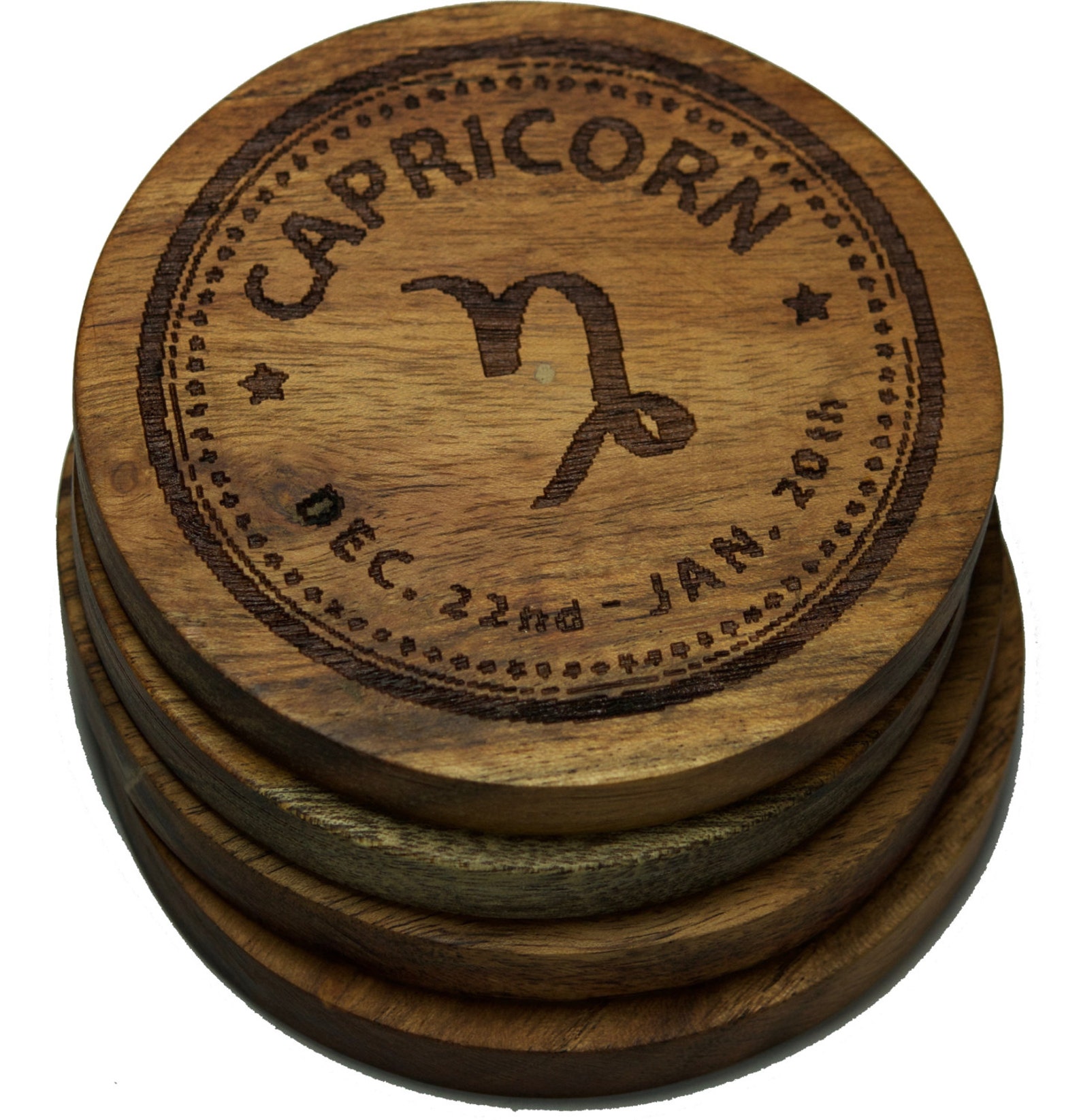 Capricorn Zodiac Sign Drink Coaster Set Custom Astrological - Etsy