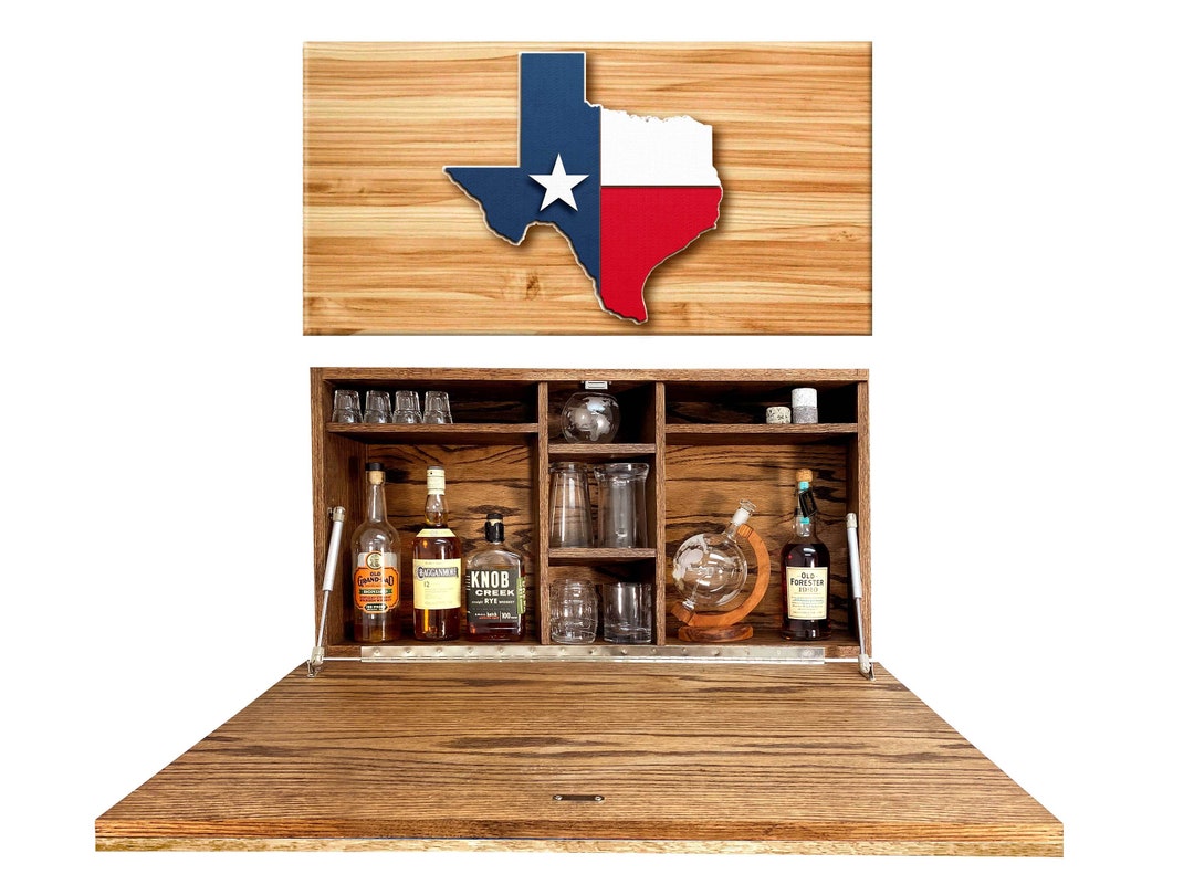 Texas Flag Murphy Bar - Texas State Hanging Bar Cabinet on Wall - Solid ...