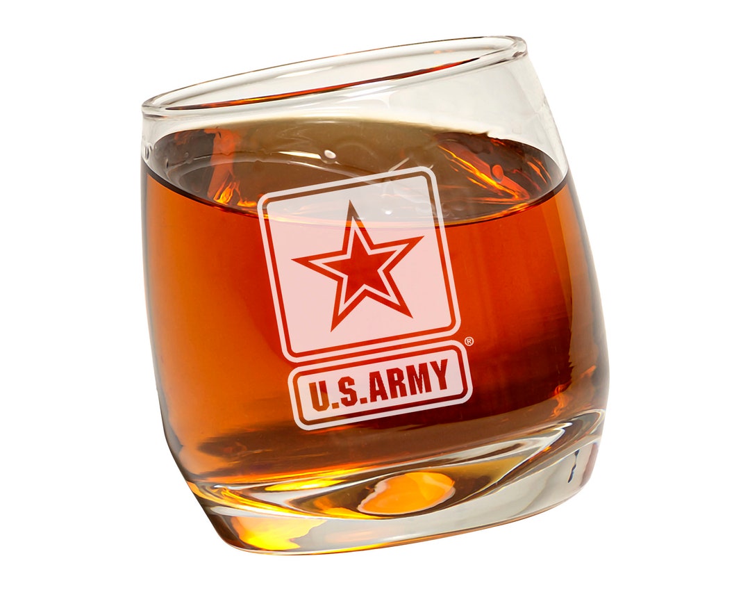Army Rocking / Spinning Whiskey Glass - Custom Engraved US Army Emblem ...