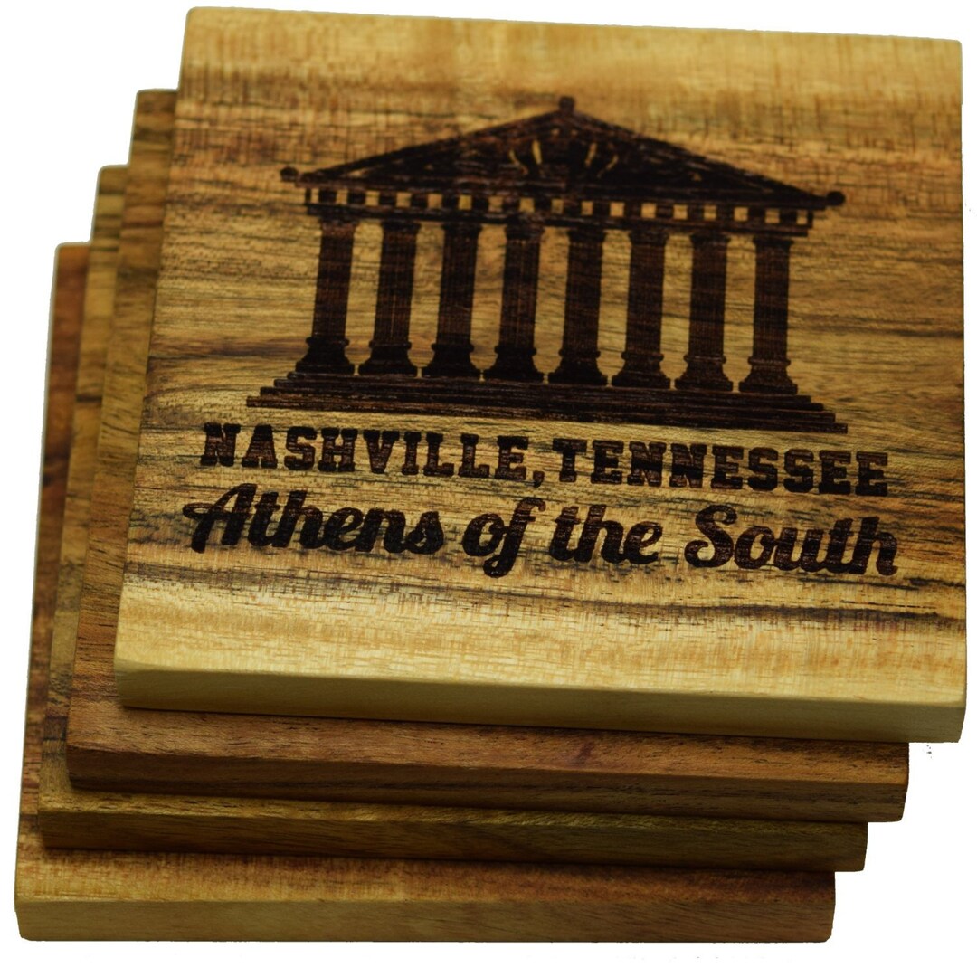 Nashville Tennessee Coaster Set Athens of the South Wooden - Etsy