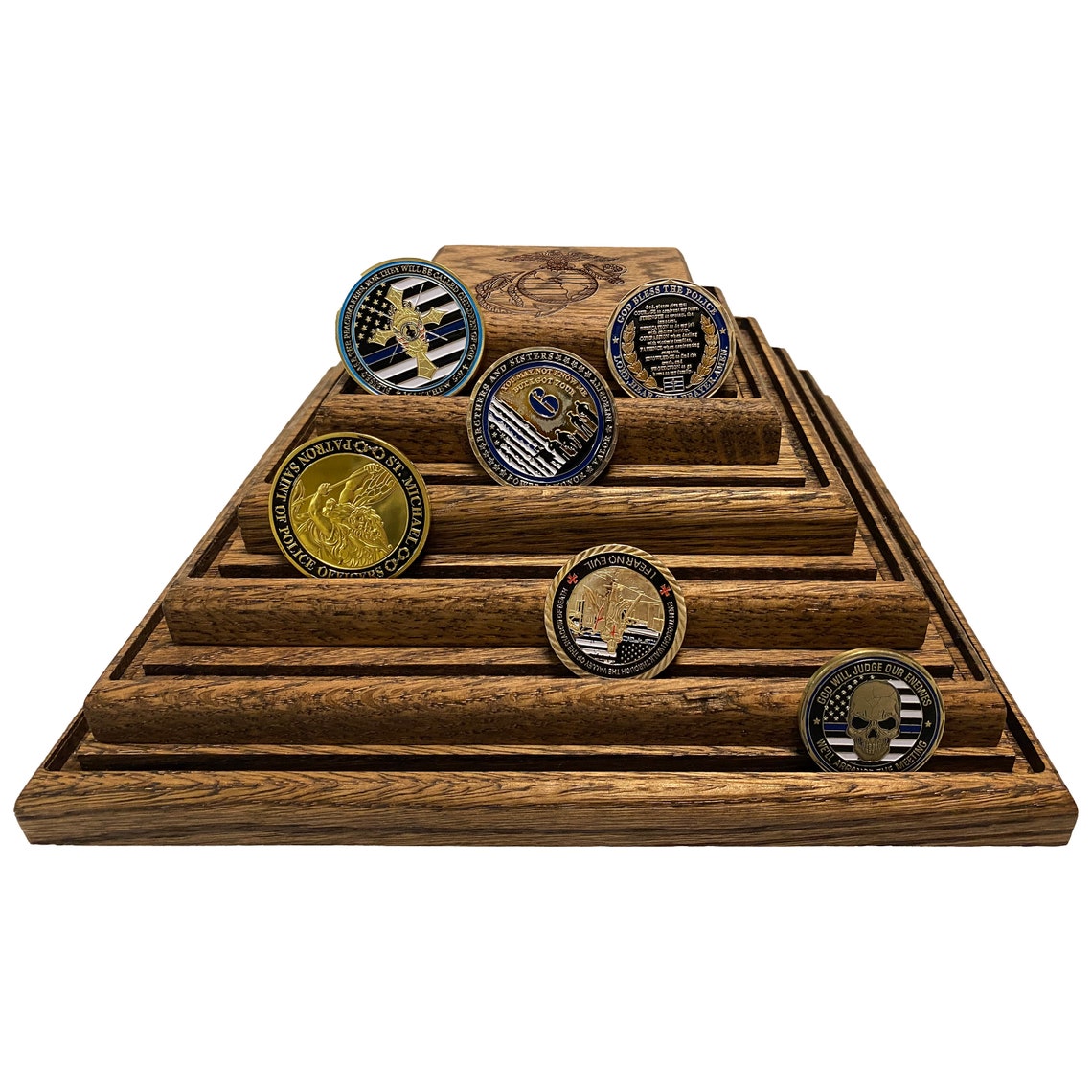Spinning Pyramid Challenge Coin Holder Handmade Coin Display - Etsy