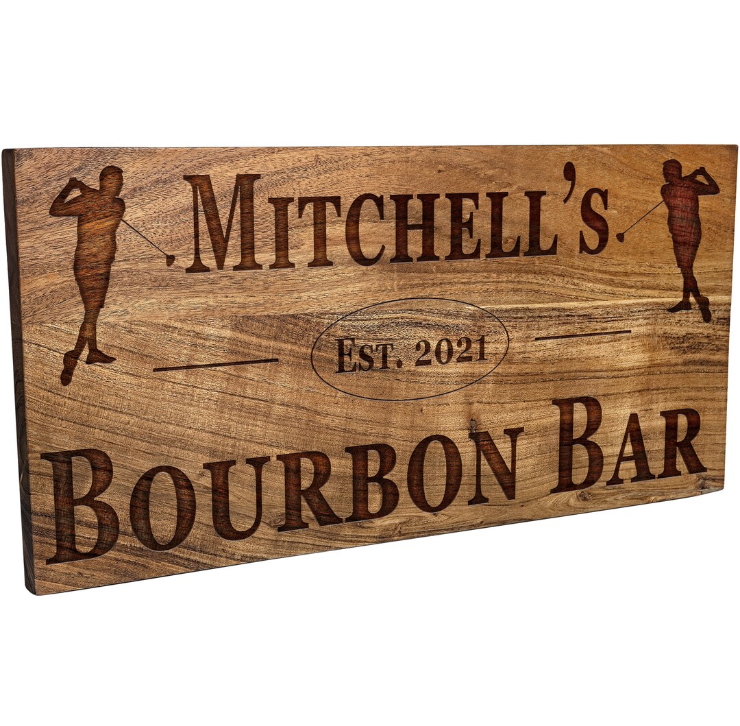 Golf Bar Sign Wooden Bar Sign W/ Golfer Home Bar Gift for Golfer ...