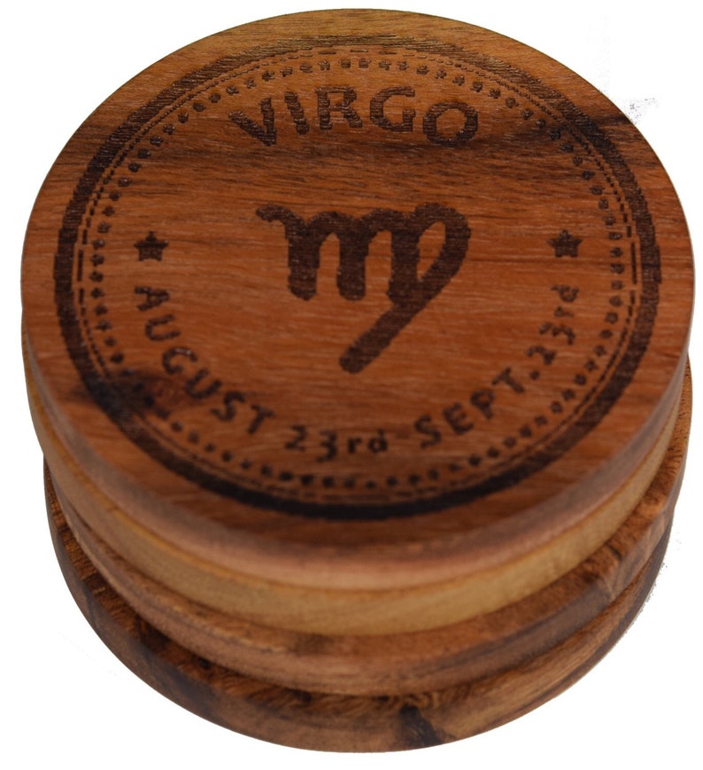 Virgo Zodiac Sign Drink Coaster Set Engraved Wooden Coasters Astrology ...