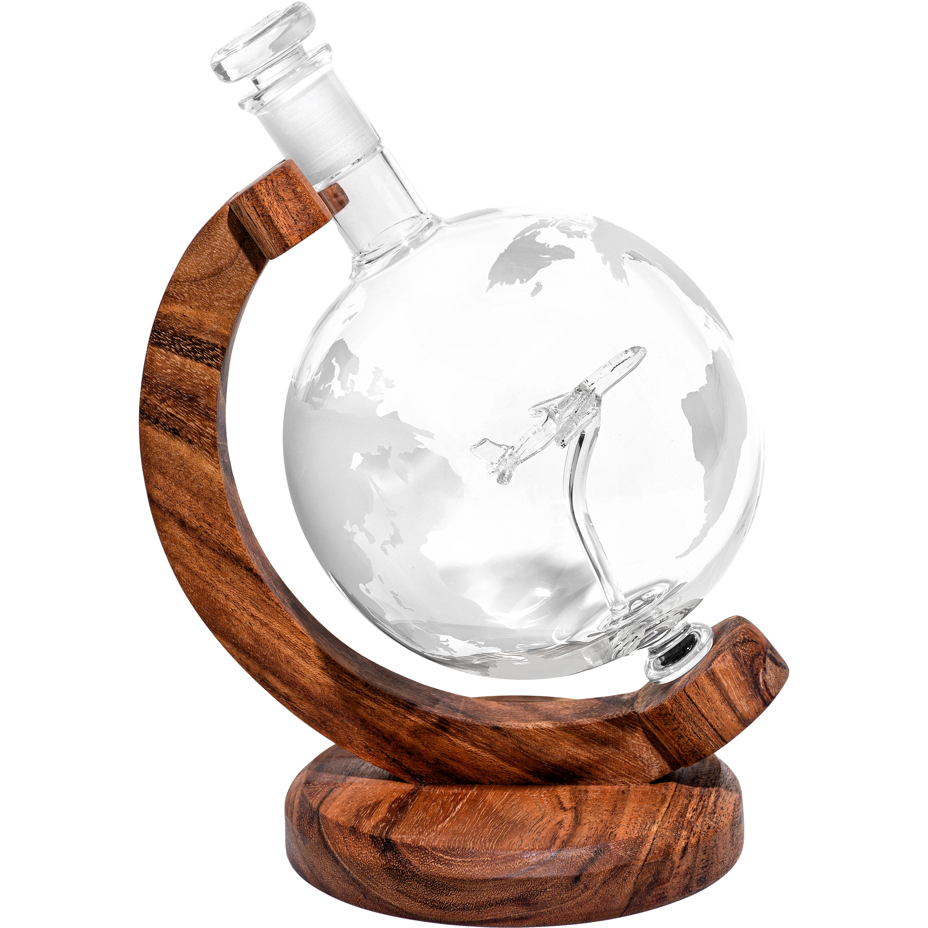 Commercial Airplane Decanter - Etched Globe Glass - Air Force Pilot ...