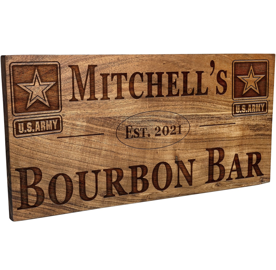 Army Bar Sign - Wooden Bar Sign W/ US Army Design - Home Bar Present ...