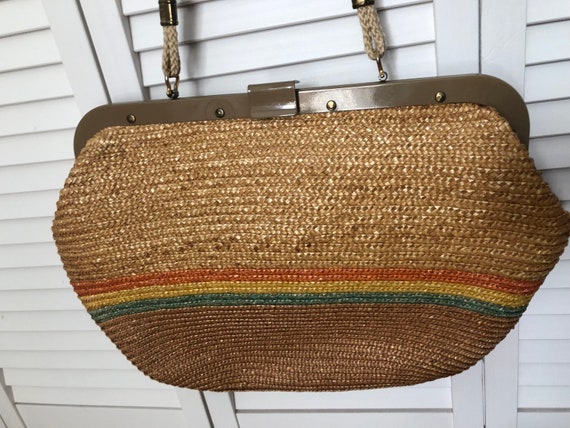 1960s RAINBOW straw purse - Gem