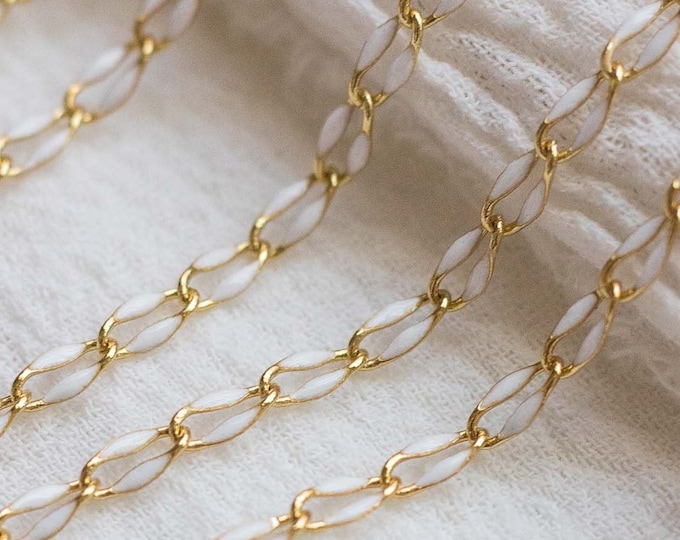White Enamel Chain, White Colored Chain, Permanent Jewelry Bulk Enamel ...